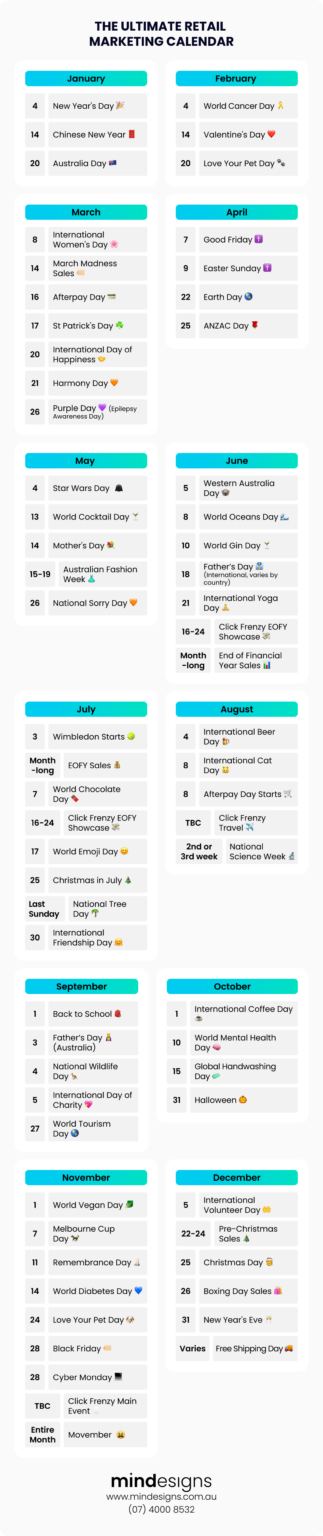 Retail Marketing Calendar for Australian Businesses